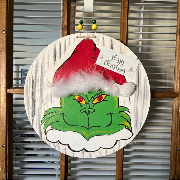 Hand Crafted | Holiday | Grinch Hand Crafted 4 Wooden Grinch With Merry ...